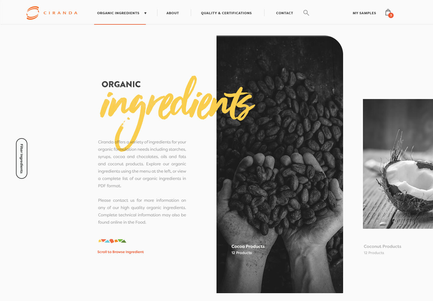Ciranda Organic Ingredients Website by Coulee Creative